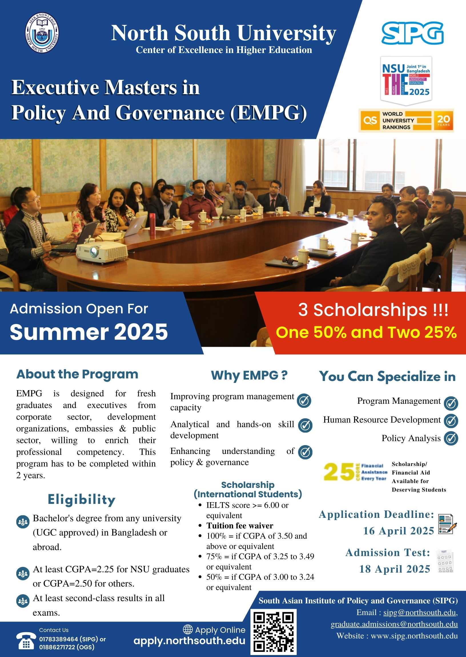 Executive Masters in Policy and Governance (EMPG) | North South University